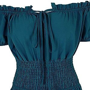 JWSOI Irish Fairy Renaissance Dress Pirate Costume Women Medieval Chemise Dress Renaissance Costumes For Women Ren Faire Peasant Dress Dark Green