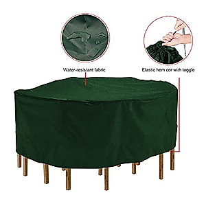 Outdoor Furniture Covers Waterproof Table 83x35in, Patio Furniture Cover Round Table, Outdoor Furniture Covers for Winter, All Weather, Windproof, Green,Black