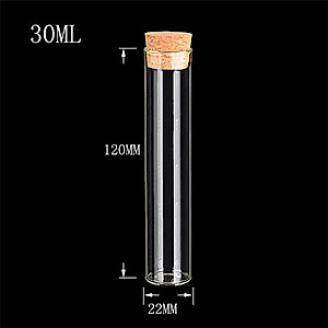 22120mm 30ml Empty Glass Transparent Clear Bottles with Cork Stopper Glass Vials Jars Storage Bottles Test Tube Jars 24pcs (24, 30ml)