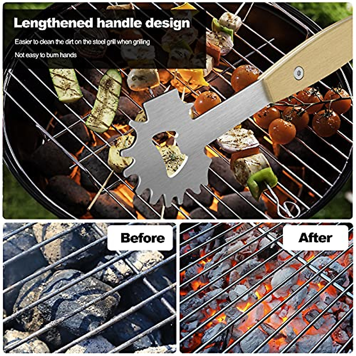 2 Pack BBQ Grill Scraper Gifts for Men, Stocking Stuffers for Men, Gifts for Women Dad Mom Husband, Bristle Free Safe BBQ Scraper Fits Any Grilling Grate or Smoker Cleaning Tool and Kitchen Gadgets