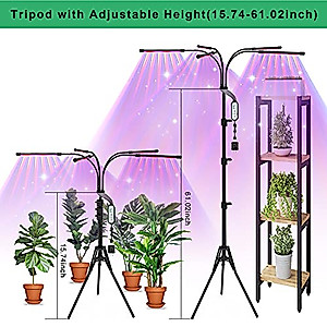Aogled Grow Light with Stand,50W 5 Head LED Full Spectrum Indoor Plant Lamp with Remote Control,Adjustable Gooseneck,4/8/12H Timer and 10 Dimmable Brightness for Seed Starting Succulents Vegetables