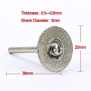 GatherTOOL 12pcs/24pcs Diamond Discs + Arbor Shaft Set 20mm Thin Grinding Slice Mini Cutoff Wheel Refine Jewelry Making Craft Rotary Tools (Color : 12pcs Set)