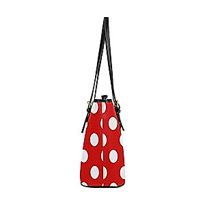 InterestPrint Po-lka Dots White and Red Pattern Top Handle Satchel HandBags Shoulder Bags Tote Bags Purse