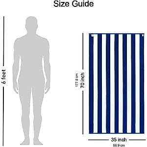 White Classic Beach Towels Oversized Navy Cabana Stripe Cotton Bath Towel Large - Luxury Plush Thick Hotel Swim Pool Towels for Adults Super Absorbent Quick Dry - 35x70 Blue [2 Pack]