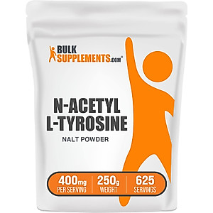 BulkSupplements.com N-Acetyl L-Tyrosine Powder -Tyrosine Supplement, NALT Powder - Amino Acid Supplement, Unflavored & Gluten Free, 400mg per Serving, 250g (8.8 oz) (Pack of 1)