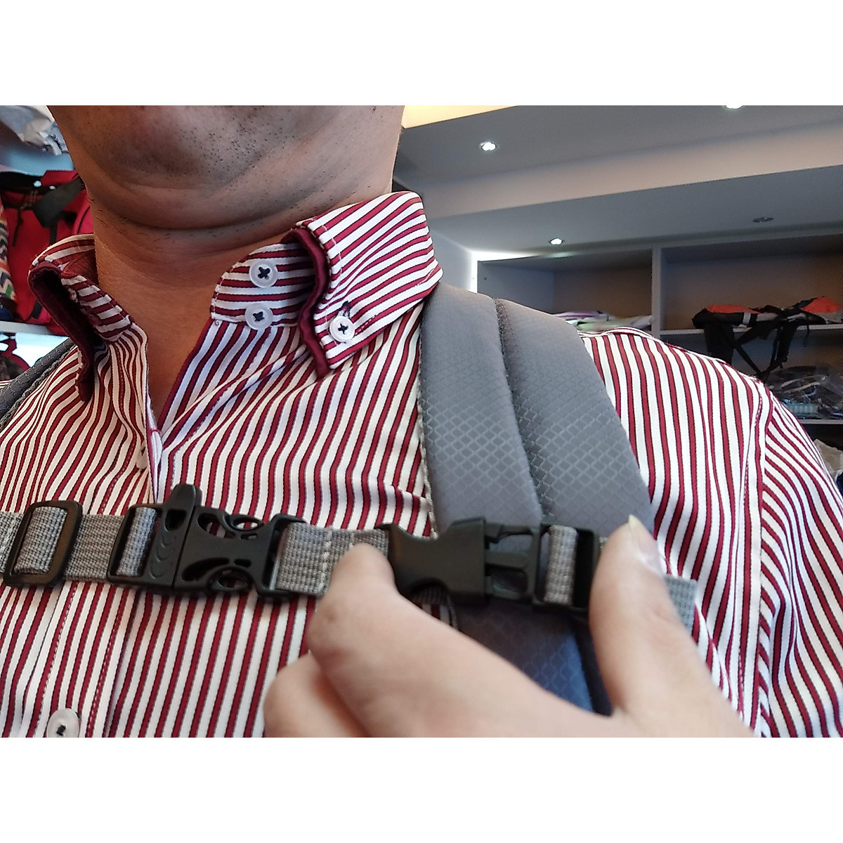 HDHYK Backpack Chest Strap- Nylon - Adjustable Universal (Wolf Grey)