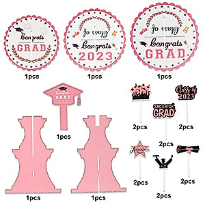 Yunqing Graduation Decorations Class of 2023 - Cupcake Stand Set with 12 Pack Graduation Cake Toppers, Perfect for Graduation Theme Dessert & Gift Presentation