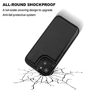 ONETOP Compatible with iPhone 14 Wallet Case with Card Holder, PU Leather Kickstand Card Slots Case, Double Magnetic Clasp and Durable Shockproof Cover 6.1 Inch (Black)