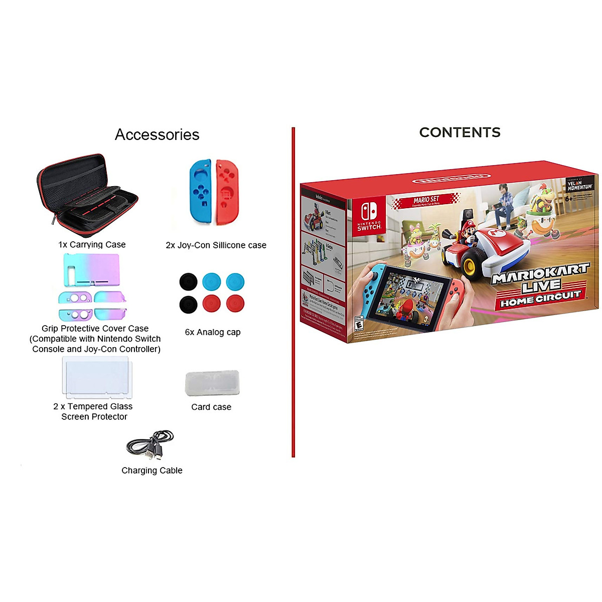 2020 Newest Nintendo - Mario Kart Live: Home Circuit - Mario Set Edition - Holiday Family Gaming Bundle for Nintendo Switch or Switch Lite - RED - iPuzzle 12-in-1 Carrying Case for Nintendo Switch