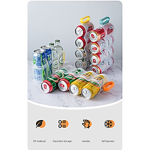 Portable Soda Can Organizer for Refrigerator Shelves,4 compartment beverage storage box， Beer Can Racks,fruit juice drinks，canned food dispenser Refrigerator Storage Sliding Rack