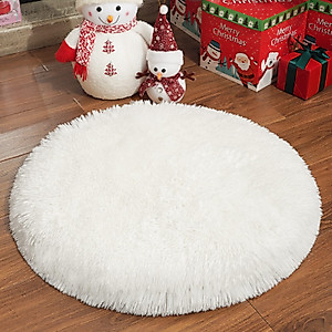 Espiraio Seat Cushion, Super Soft Comfortable Round Cushion, Non-Slip Fluffy Chair Cushion, Plush Chair Cover Chair Pads, Home Decor Cushions for Bedroom Sofa and Stools Floor Cushion 20 Inch White