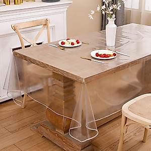 Walrus Clear Vinyl Tablecloth Protector Waterproof/Oil-Proof Plastic Square Transparent Sheet Table Cover 54X54 Inch