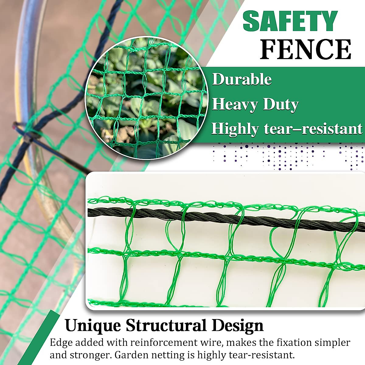 Hortifan Temporary Fence Plastic Mesh Fencing, 4FT x 100FT Garden Bird Netting Safety Fence Snow Fence, Construction Fencing for Deer, Pet, Rabbits, Chicken, Dogs, Animal Barrier, Green