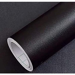 Yancorp Matte Black Wallpaper Plain Vinyl Film Self-Adhesive Shelf Liner Drawer Peel-Stick Countertop Removable (16"x194", Black)