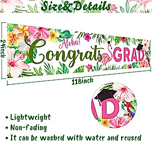 Large Aloha Congrats Grad Banner 2023 Graduation Party Decorations Luau Grad Yard Sign Class of 2023 Hawaiian Backdrop for High School College Graduation Party Supplies
