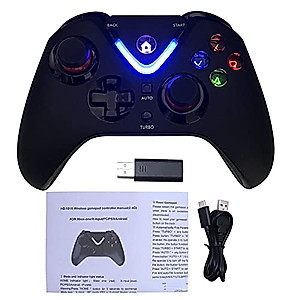 ROTOMOON Wireless Game Controller with LED Lighting Compatible with Xbox One S/X, Xbox Series S/X Gaming Gamepad, Remote Joypad with 2.4G Wireless Adapter Perfect for FPS Games (Black)
