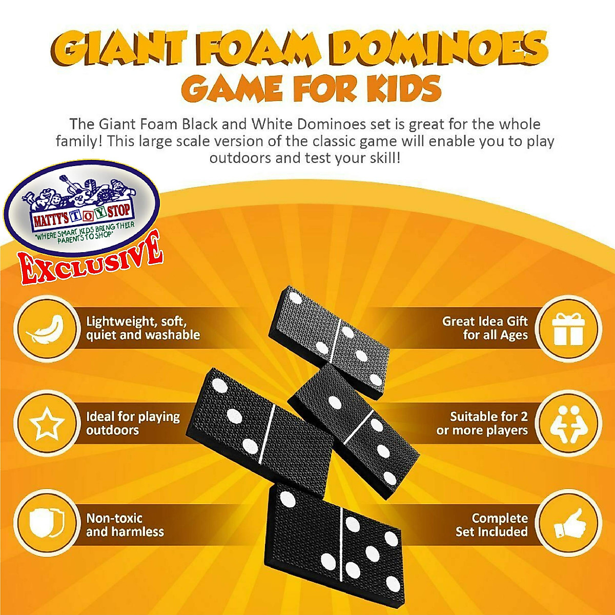 Mɑtty's Toy Stop Deluxe Giant 7" EVA Foam Dominoes Double Six, 28 Piece Set