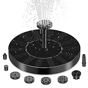 Solar Fountain for Bird bath, 2.5W Solar Water Fountain Pump with 6 Nozzles, Solar Panel Kit Water Fountain for Garden, Pond, Pool, Patio, Fish Tank, Outdoor