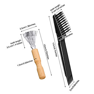 Boao 4 Pieces Hair Brush Cleaning Tool Comb Cleaner Brush Hair Brushes Cleaner Comb Mini Hair Brush Comb Cleaning Brush Hair Brush Cleaner Tool for Removing Hair Dust Home Salon Use (Wooden Handle)