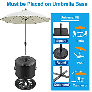 ZHOUMADE Water Bags for Weight, Water Weight Bag up to 100 lbs, Thicken 1200D Durable Polyester Weights for Outside Umbrella Stand, Water Weights for Umbrella Stand, Furniture Leg Weights (2PCS)