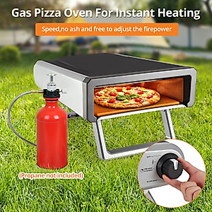 Takywep Pizza Oven Outdoor, 12" Outdoor Pizza Ovens, Portable Gas Propane Pizza Oven, Stainless Steel Outdoor Cooking Pizza Maker for Backyard Outdoor Kitchen