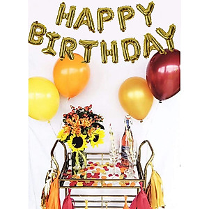 Fall Birthday Party Decorations/Burgundy Gold Orange Thanksgiving Birthday HAPPY BIRTHDAY Balloons Pumpkin Orange Birthday Party Decorations Autumn Fall Party Decorations