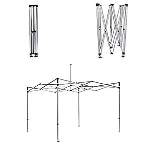 BannerBuzz Blank Canopy Tent with Carry Bag, Graphic with Hardware, 420 Denier Oxford Polyester Fabric, Pop Aluminum Frame for Easy Installation, Velcro Topper Attachment (20' x 10', White)