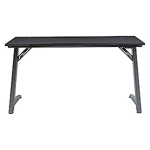 OSP Home Furnishings Beta Battlestation Gaming Desk with Bluetooth RGB LED Lights, Matte Black