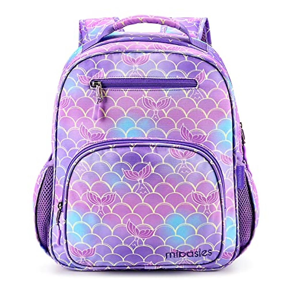 mibasies Girls Backpack for Elementary School, Backpack for Girls 5-8 with Lunch Box(Mermaid)