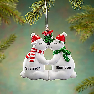 Personalized Kissing Polar Bear Couple Ornament