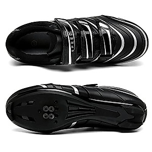 SDEQA Cycling Shoes for Men Women Road Cycling Bike Shoes Compatible Cleat Peloton Shoe with SPD and Delta Lock Pedal Indoor/Outdoor,Black,9