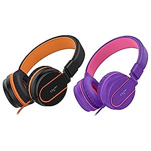 ELECDER Kids Headphones Children Girls Boys Teens Foldable Adjustable On Ear Headphones 3.5mm Jack Compatible Cellphones Computer Kindle MP3/4 Airplane School Tablet