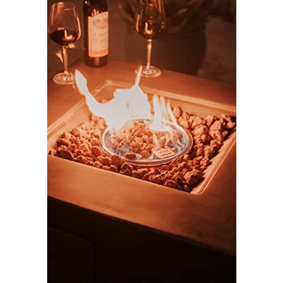 XBrand MgO & Metal 40,000 BTU Outdoor Propane Gas Smokeless Square Fire Pit Table with Volcanic Rocks & Rain Cover, 30 inch Wide, Gray