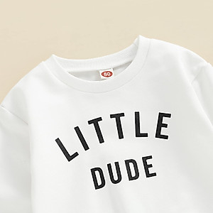 Fall/Winter Newborn Infant Baby Boy Girl Clothes Set Long Sleeve Crewneck Sweatshirts Pullover Top Pant Sweatpants Outfit (Little Dude,0-6 Months)