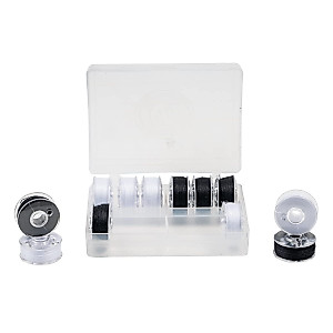 SINGER 30027 Class 66 Threaded Bobbins, Transparent, Black & White, 12-Count,