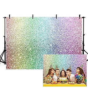 MEHOFOND Glitter Rainbow Backdrop Happy Birthday Party Decoration for Kids Girl Princess Colorful Unicorn Glitter Photography Background Banner Photo Studio Props Vinyl 7x5ft