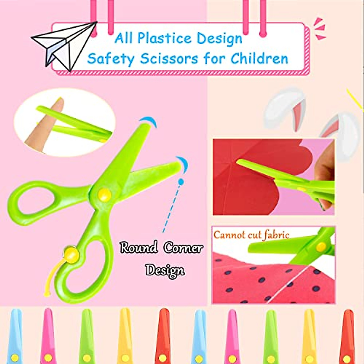 15 Pack Preschool Training Scissors,Children Plastic Safety Scissors,Toddler Learning Scissor for Cutting Paper Craft Supplies