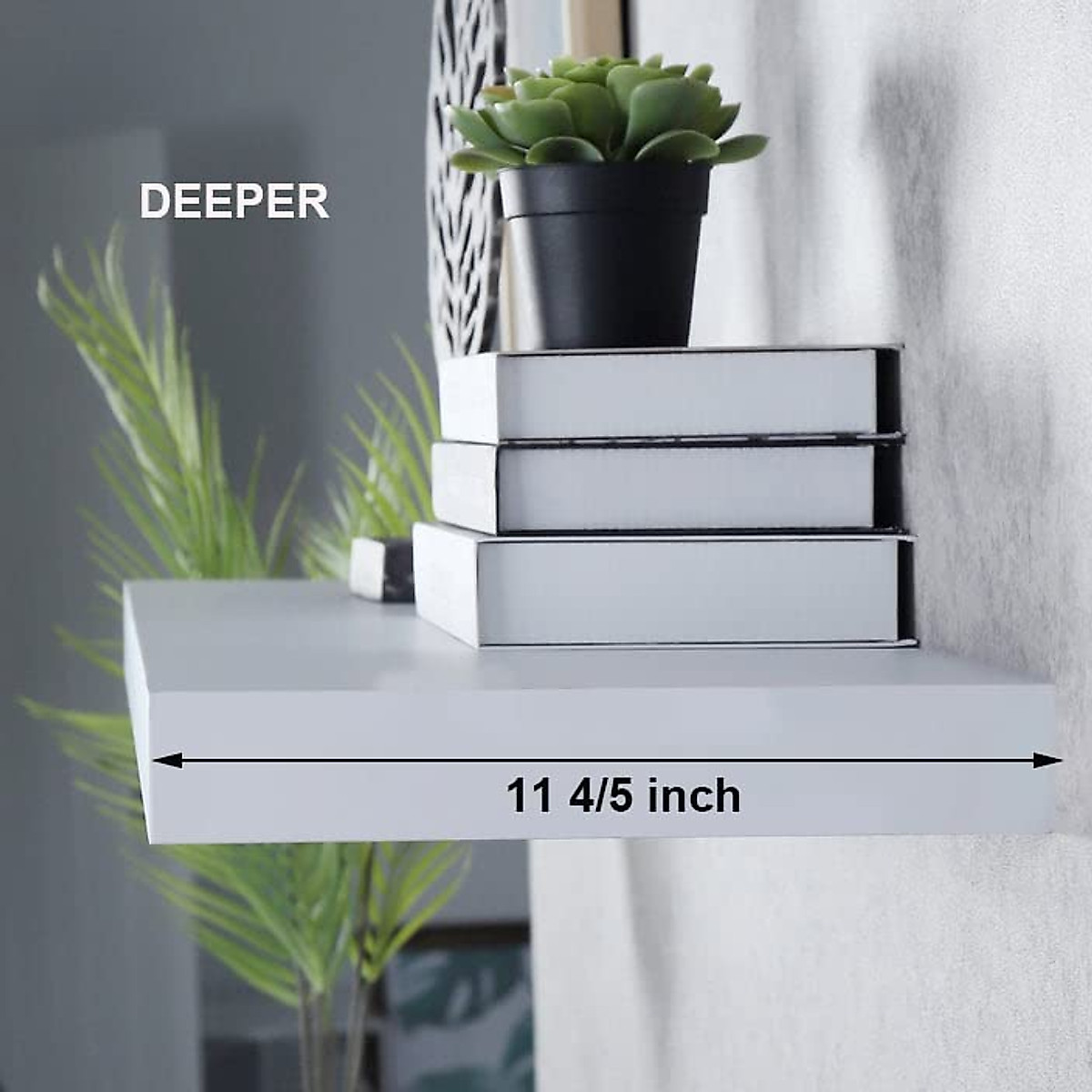 SISHHOME Floating Shelves 24 x 12 x 2 inches Set of 2,Large Wide Panel Hanging Wall Shelf for Kitchen Room,Study Room,Bedroom,Barthroom