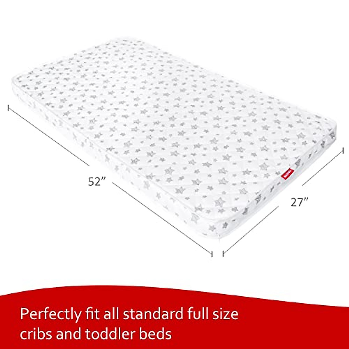 Crib Mattress Topper, Memory Foam Crib and Toddler Bed Mattress Topper with Removable Cover, 52" x 27" x 2"