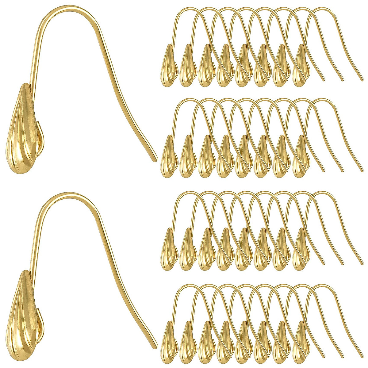 HIZNIC 50PCS 18K Gold Plated Leverback Earring Hooks Hypoallergenic Ear Wires with Dangle Loops for Women Craft, DIY Dangle Earrings Findings