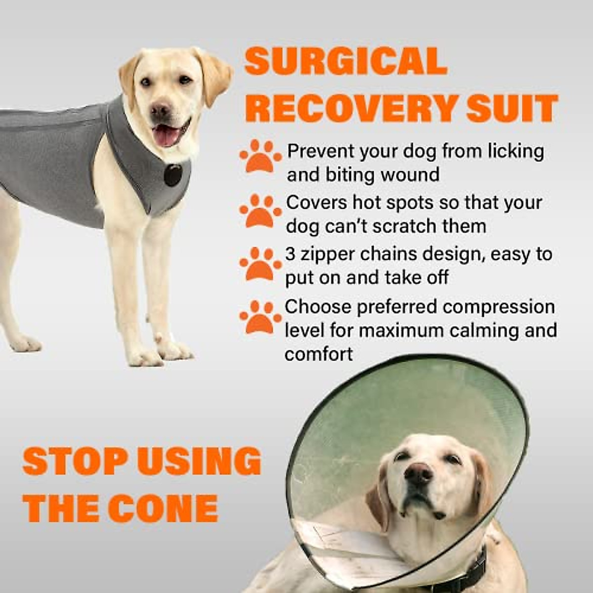 NeoAlly Upgraded Dog Surgical Recovery Suit Cone Alternative Onesie Post Surgery Wear Protects Abdominal Wounds and Skin Anti Licking, Aids Hot Spots, and Provides Anti Anxiety Relief - L