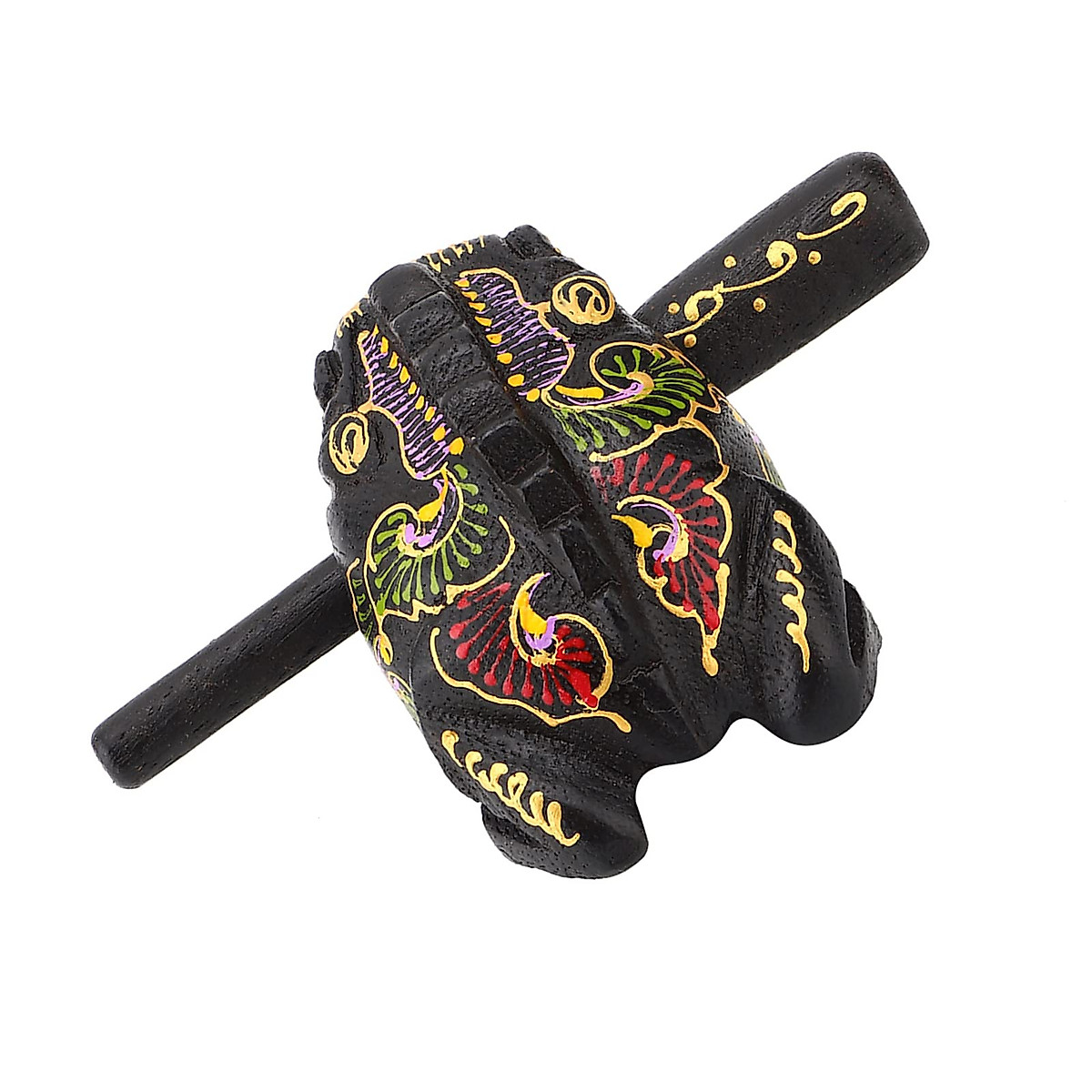 Animal Carved Croaking Craft Wooden Frog Percussion Musical Instrument, Wooden Percussion Desk Accessories of Frog Noise Maker for Cool Music Gifts Elderly and Kids, Black