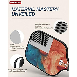 VINSGUIR Pickleball Paddles Set of 2, USAPA Approved Fiberglass Surface, Pickleball Rackets with Balls and Bag, Gifts for Women & Men