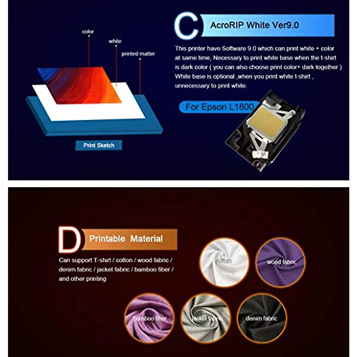 hrm Automatic T-Shirt Printing Machine Printer Tshirt Machine for Sweatshirts/Hoodies/Pants/Jeans etc,A3 dtg + ink