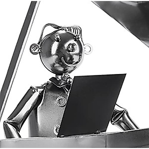 BRUBAKER Wine Bottle Holder 'Grand Piano' - Table Top Metal Sculpture - with Greeting Card