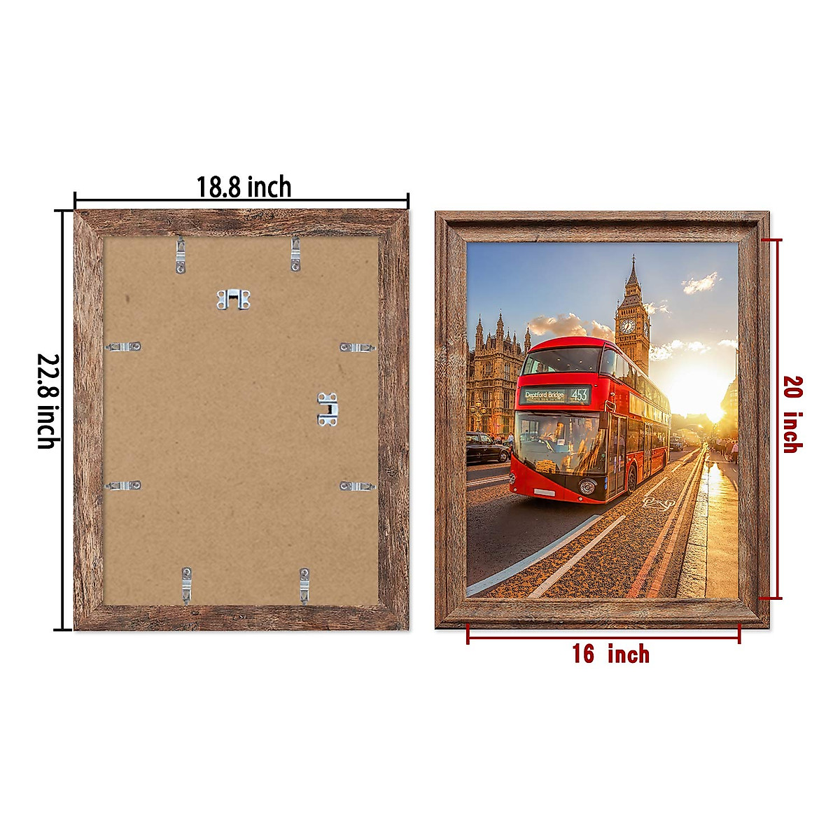QEQRUG Rustic16x20 Frame Vintage Brown Poster Frames 16x20 Wall Mounting Picture Frames 2 Pack
