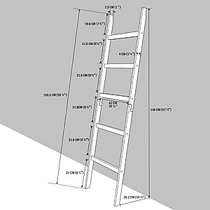 POXAKA Blanket Ladder, 5-Layer Towel Racks, Blanket Holder with Anti-Slip Construction Home Decor, Decorative Blanket, Quilt, Towel, Scarf Ladder Shelves for Livingroom, Bedroom, Bathroom, Black