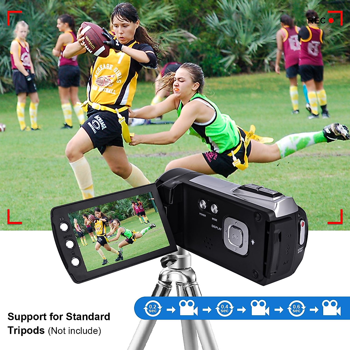 Rawiemy Kids Video Camera Camcorder 1080P 36MP Video Recorder Vlogging Camera for YouTube TikTok Digital Camera Recorder Kids Camcorder with 2.8" LCD Screen,8X Digital Zoom for Teens Beginners