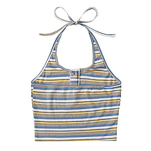 SweatyRocks Women's Casual Sleeveless Vest Halter Crop Top Cami Tank Tops Blue S