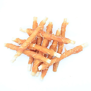 DOGCHEWZ™ Premium Chicken Wrapped Rawhide Twists for Dogs - Size 1 LB Bag (45-50 Pieces) - All Natural Human Grade Dog Chew - No Artificial Flavors or Preservatives, Whole Dehydrated Chicken